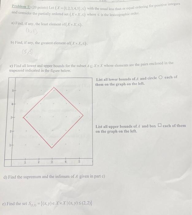 Solved Problem 1) (20 points) Let (X={1,2,3,4,5},5) with the | Chegg.com