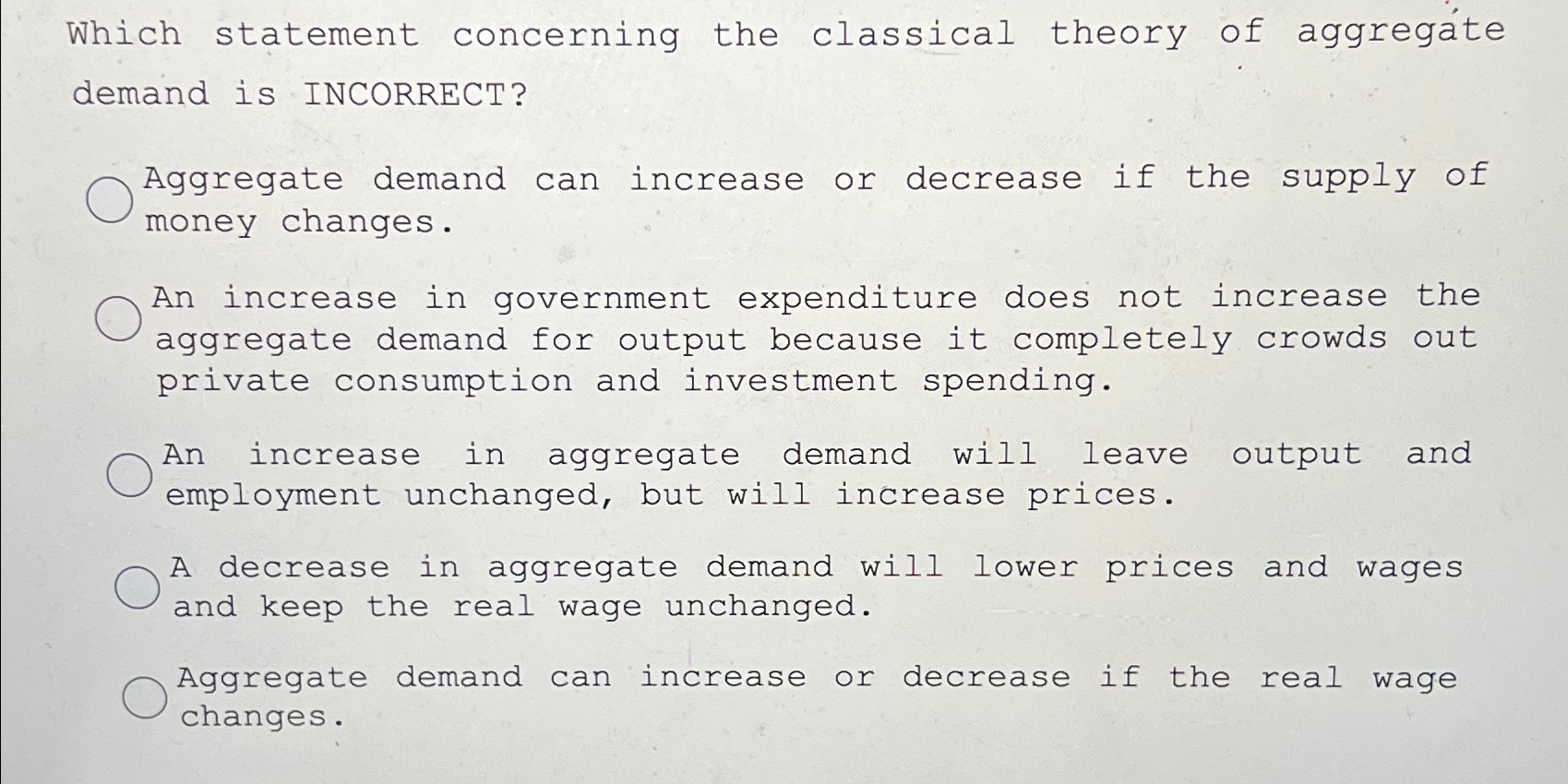 Solved Which statement concerning the classical theory of | Chegg.com