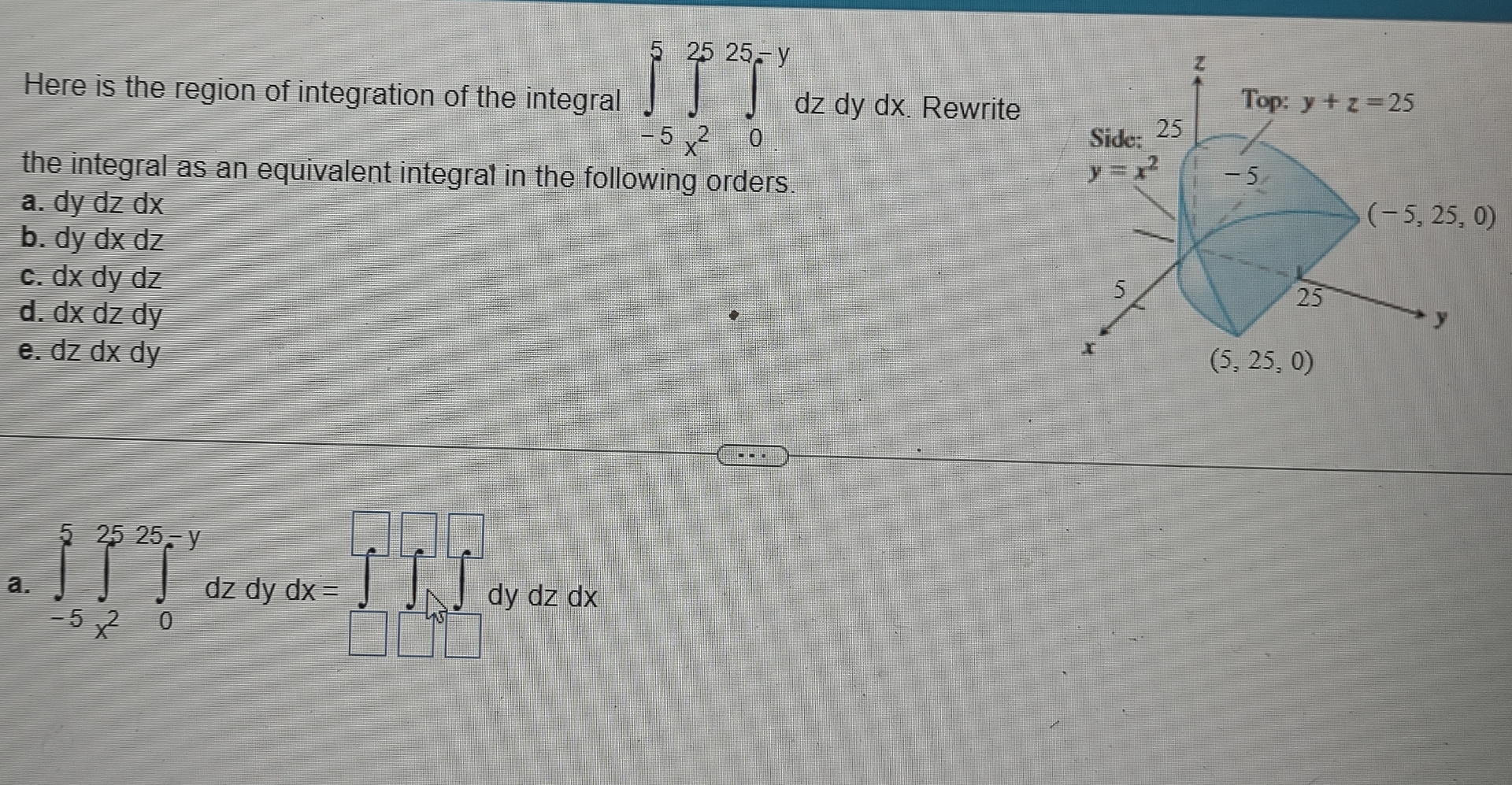 Here is the region of integration of the integral | Chegg.com