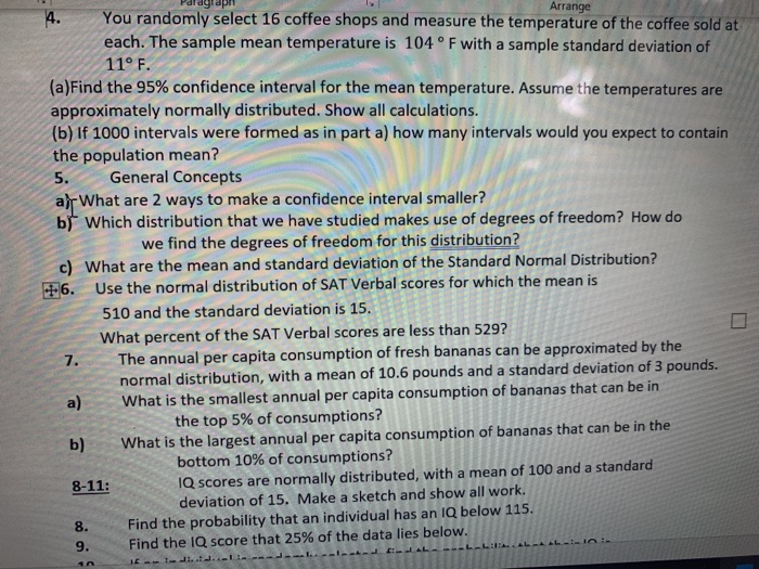 Solved Arrange You randomly select 16 coffee shops and | Chegg.com