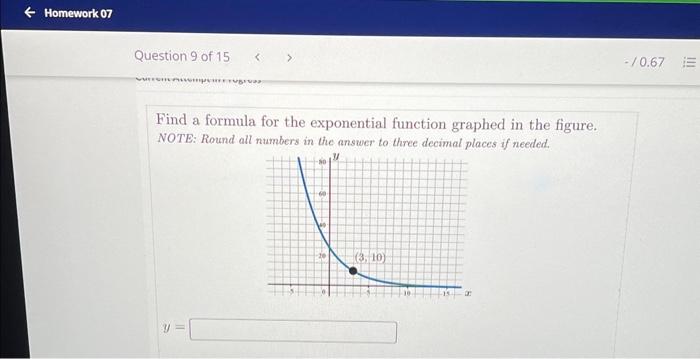 Solved Find a formula for the exponential function graphed | Chegg.com