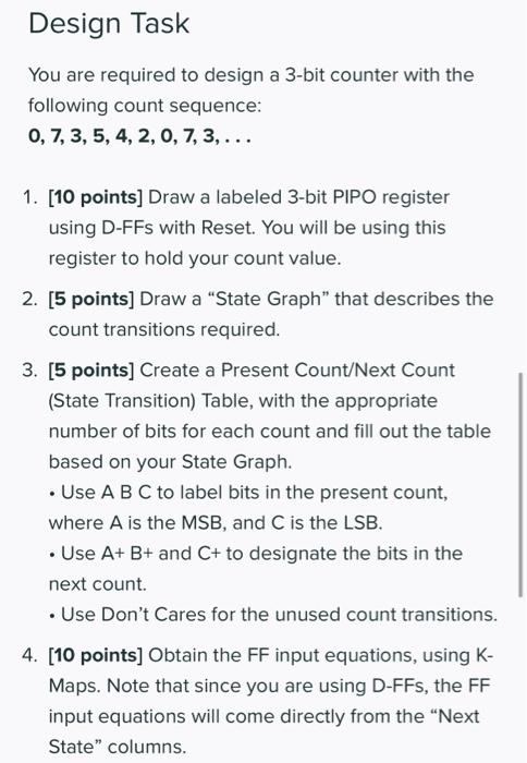 Solved Design Task You are required to design a 3-bit | Chegg.com