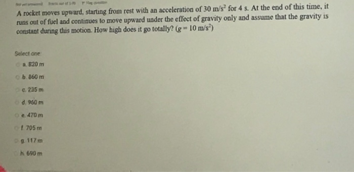 Solved A rocket moves upward, starting from rest with an | Chegg.com