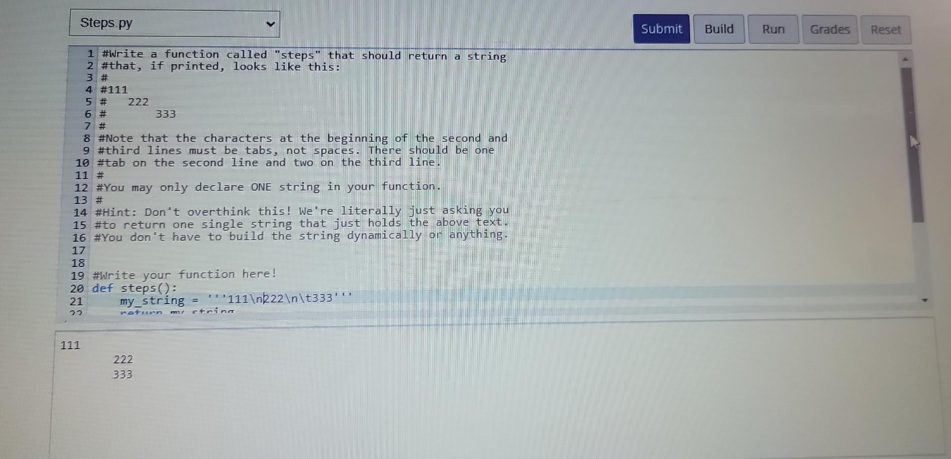 Solved \#You may only declare ONE string in your function. # | Chegg.com