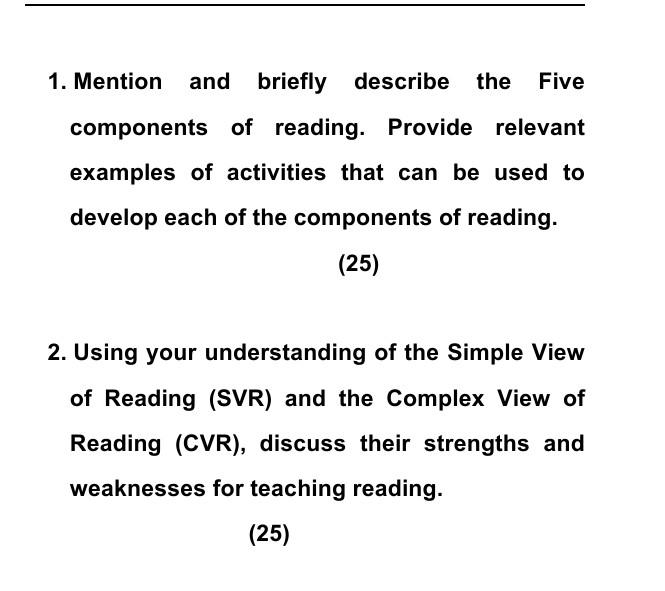 Solved 1. Mention and briefly describe the Five components | Chegg.com