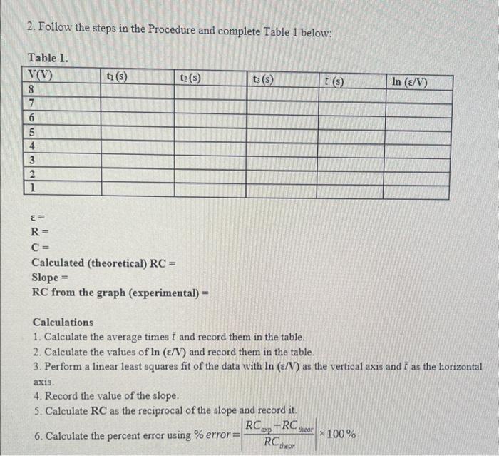 Solved 2. Follow the steps in the Procedure and complete | Chegg.com