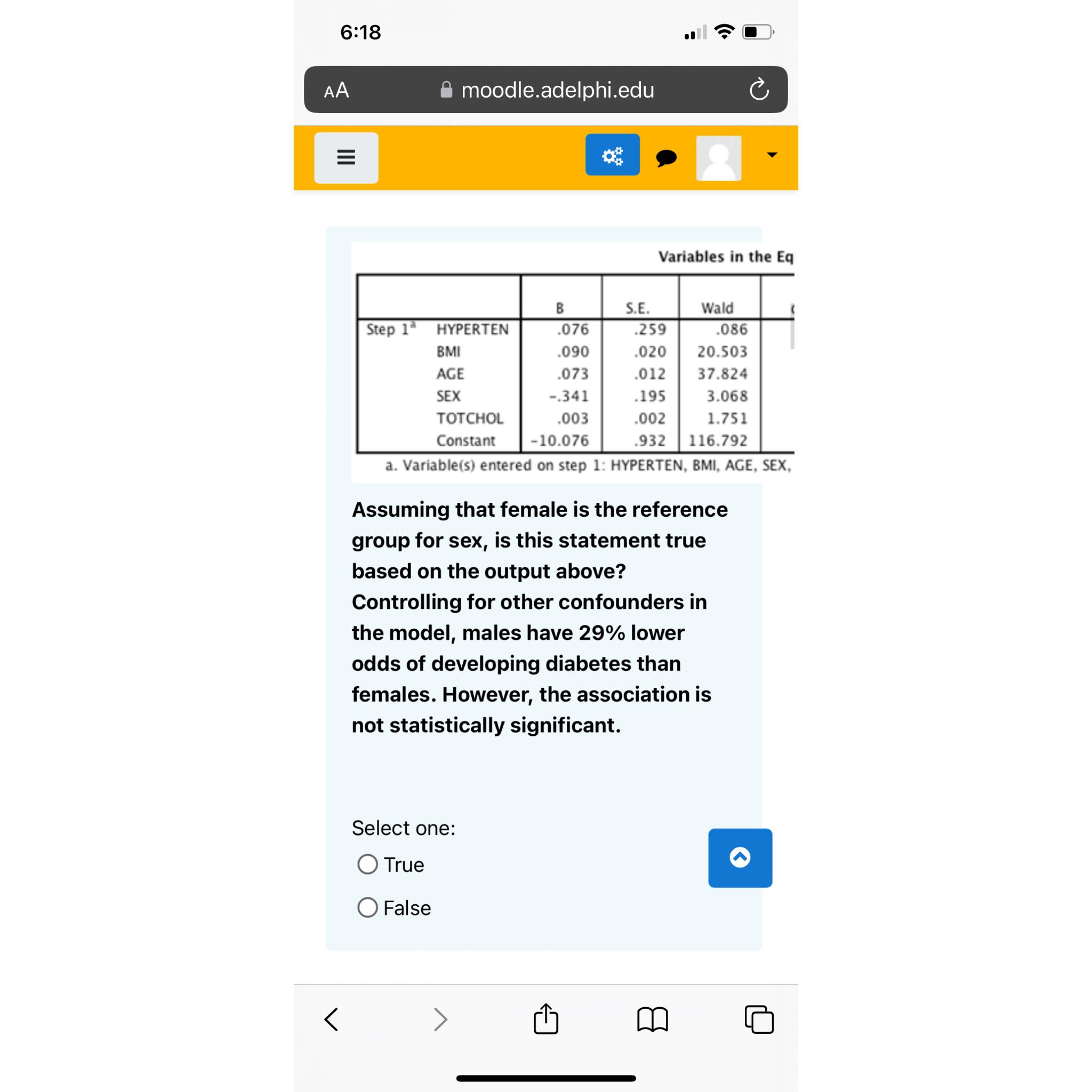 Solved 6:18AAmoodle.adelphi.edu%-=Variables in the | Chegg.com