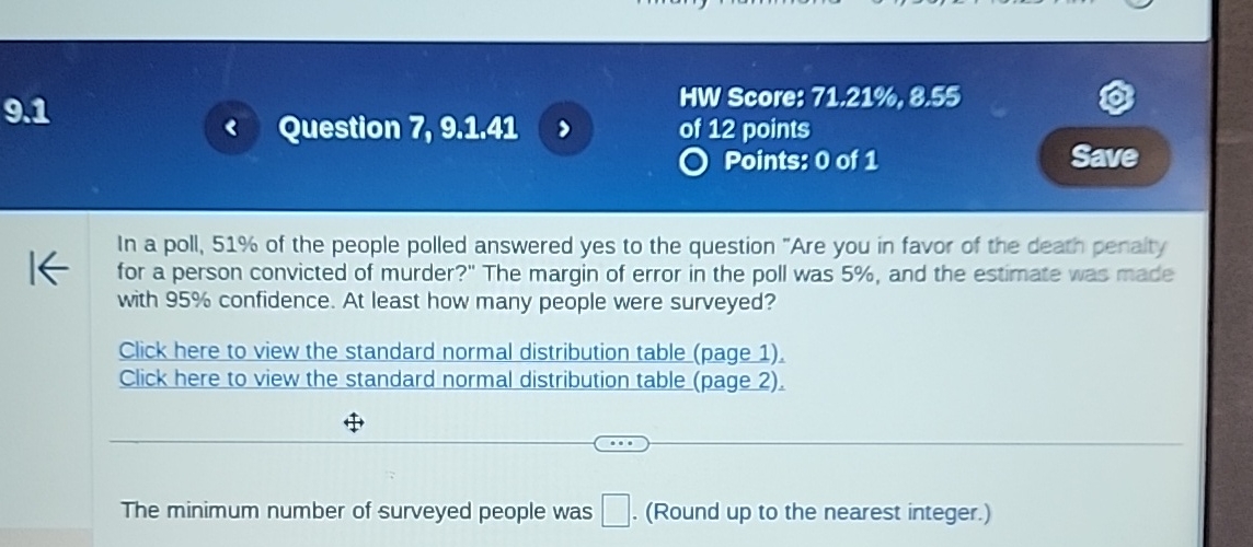 Solved 9.1Question 7, 9.1.41HW Scores 71.21%,8.55of 12 | Chegg.com
