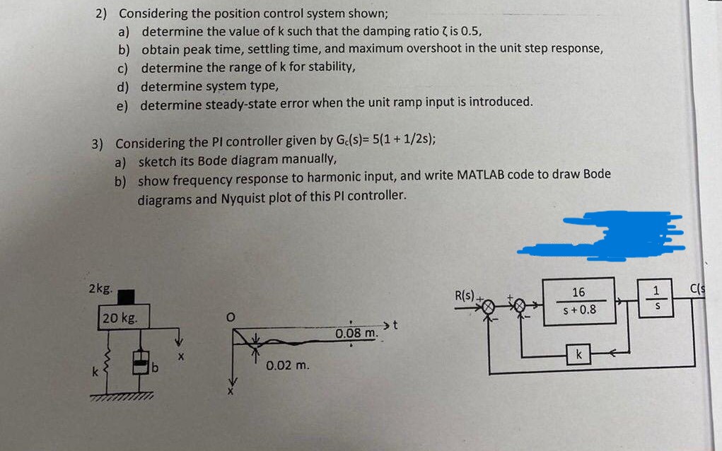 Solved Considering the position control system shown;a) | Chegg.com