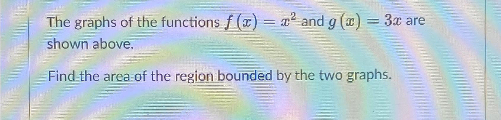 Solved The graphs of the functions f(x)=x2 ﻿and g(x)=3x ﻿are | Chegg.com