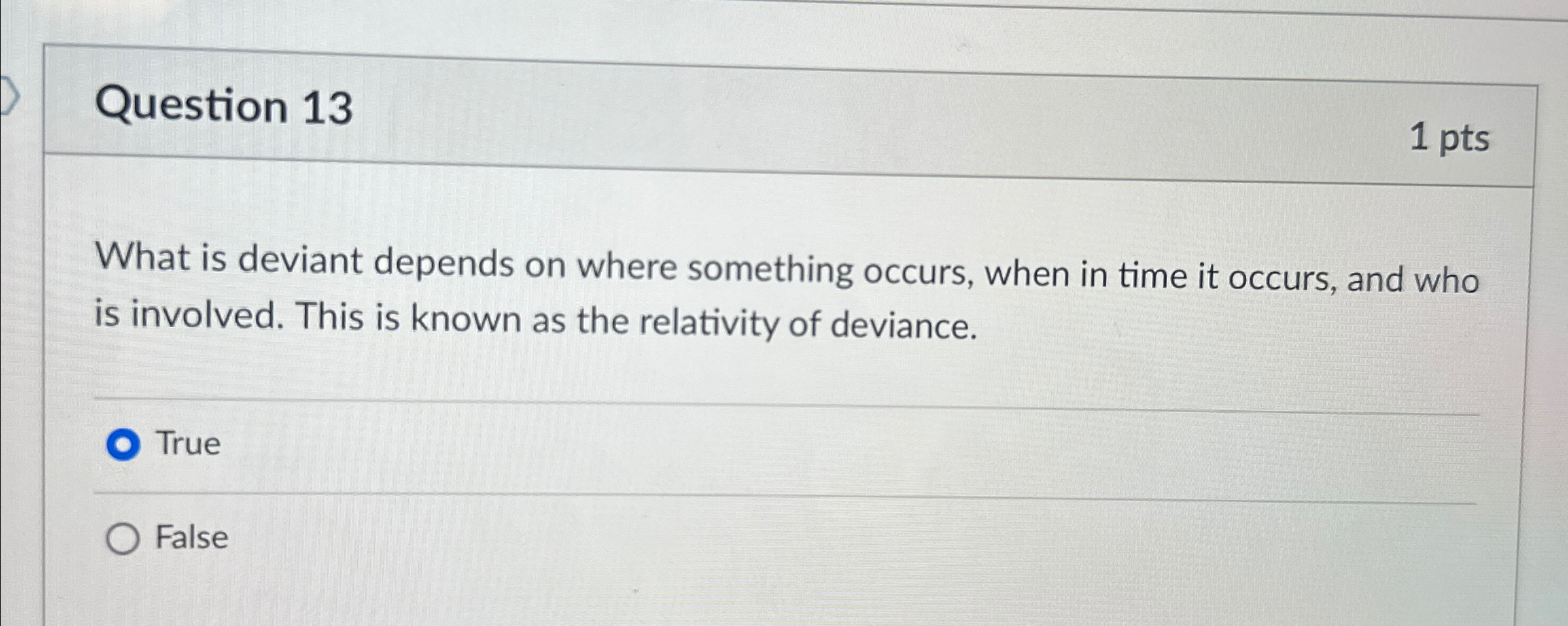 Solved Question 131 ptsWhat is deviant depends on where | Chegg.com Solved Question 131 ptsWhat is deviant depends on where | Chegg.com
