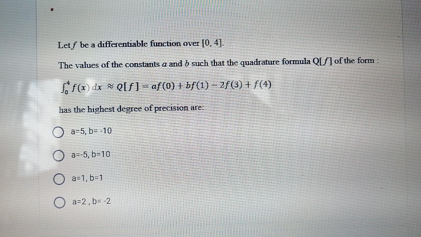 Solved Letf be a differentiable function over [0, 4]. The | Chegg.com