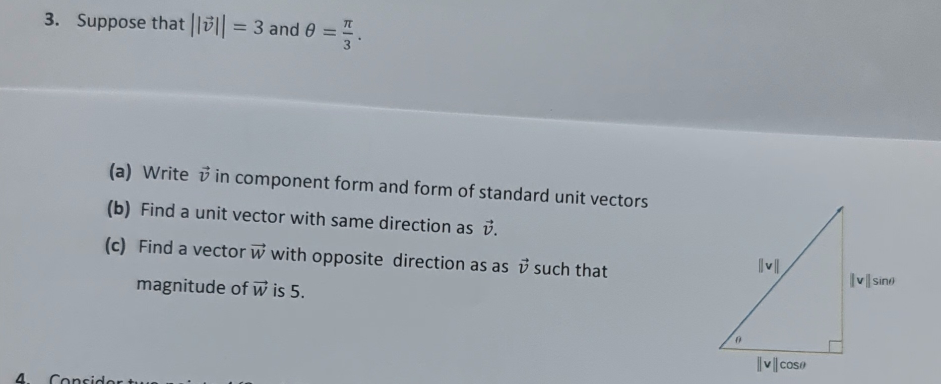 Solved Suppose that ||vec(v)||=3 ﻿and θ=π3.(a) ﻿Write vec(v) | Chegg.com