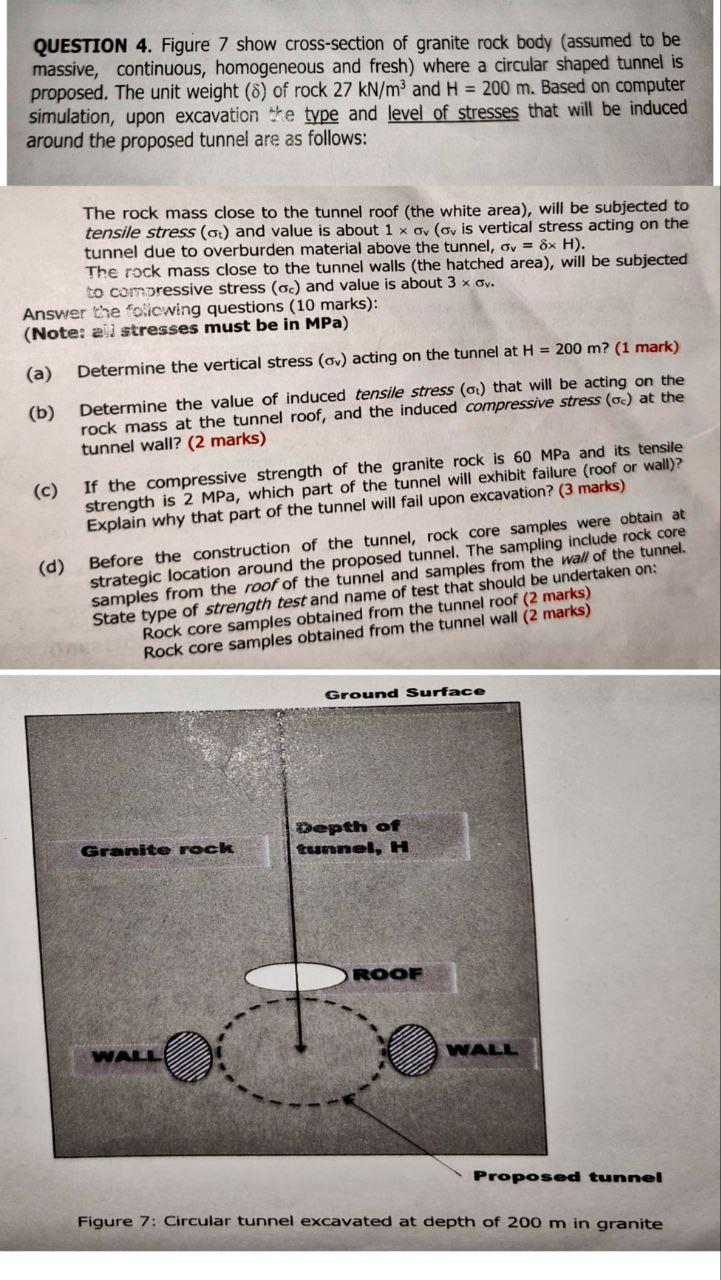 Solved QUESTION 4. Figure 7 show cross-section of granite | Chegg.com