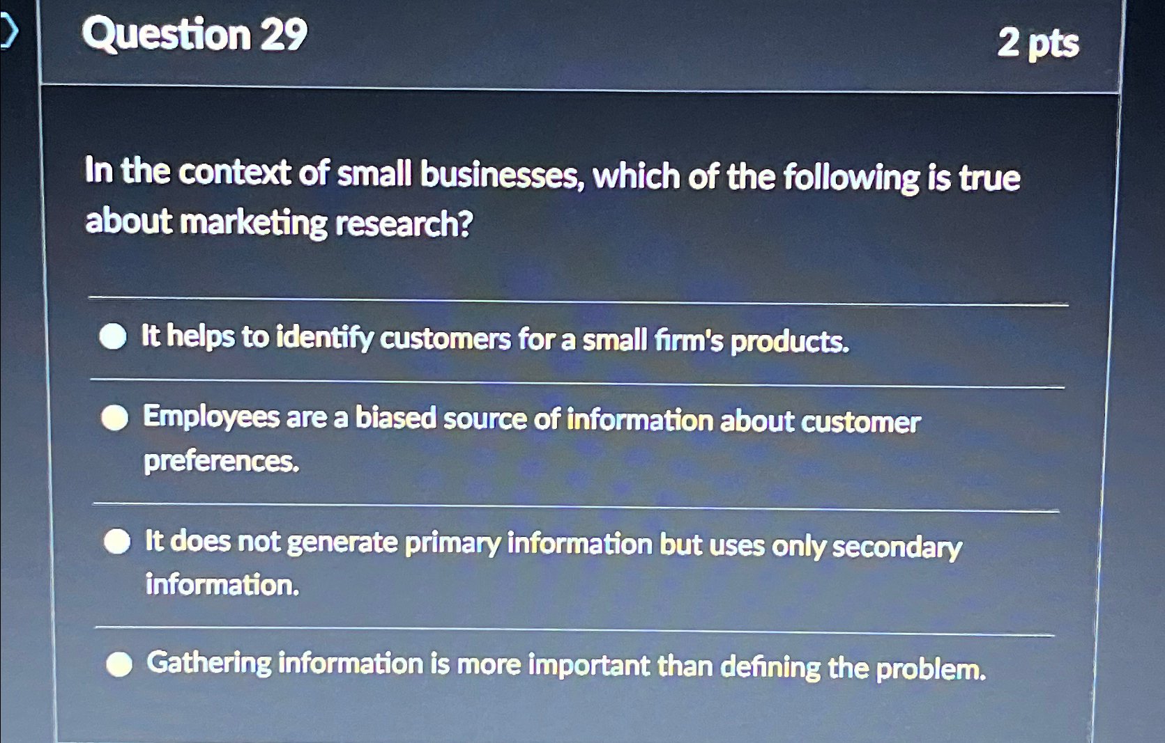 Solved Question 292ptsIn the context of small businesses, | Chegg.com