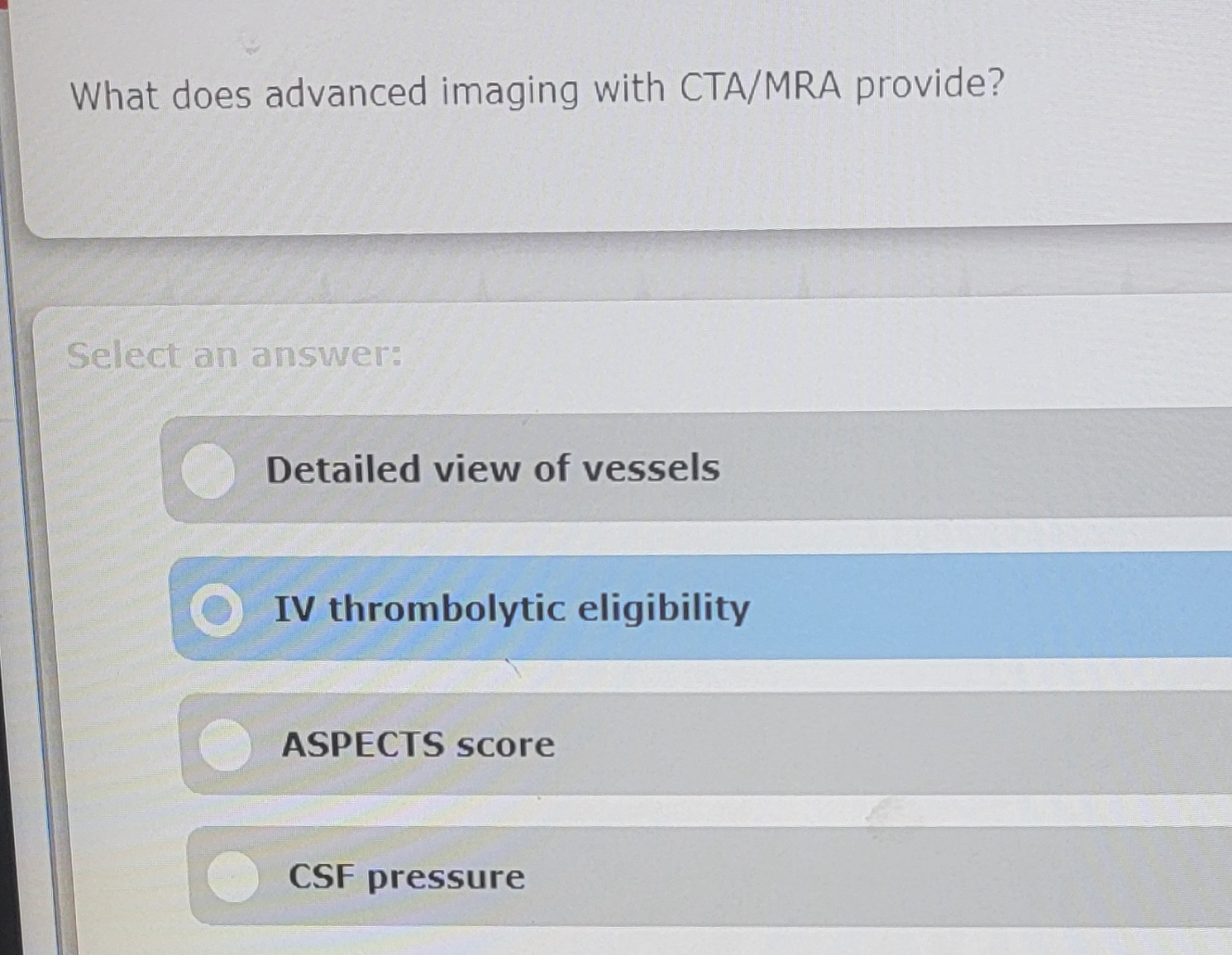 Solved What does advanced imaging with CTA/MRA | Chegg.com
