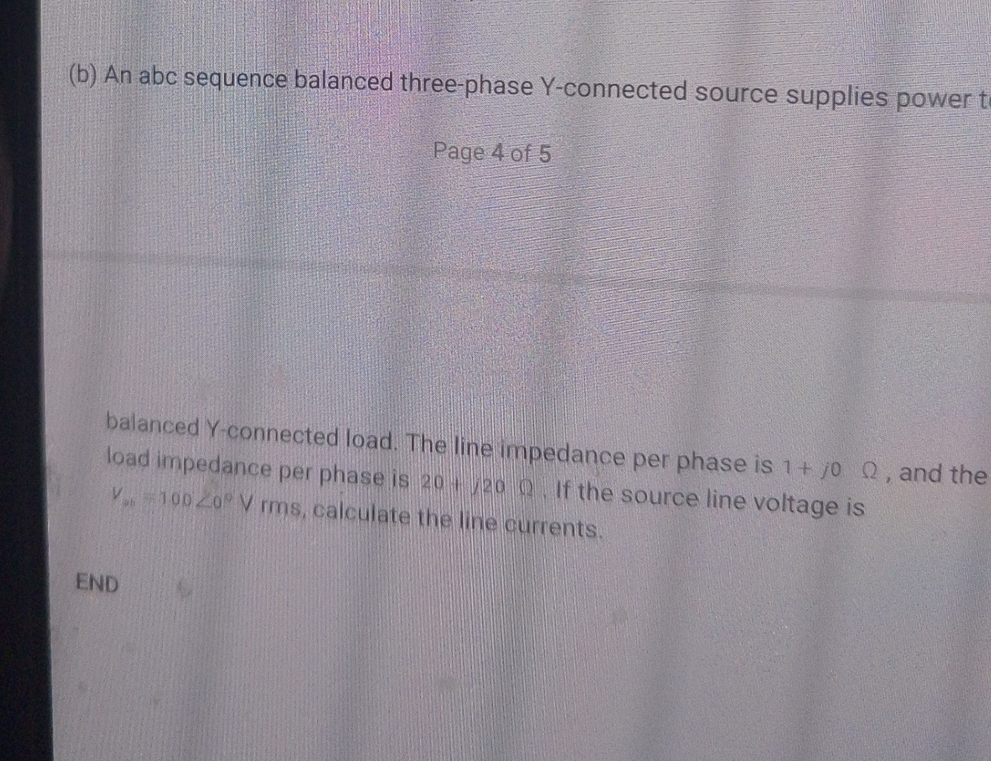 Solved (b) ﻿An abc sequence balanced three-phase Y-connected | Chegg.com