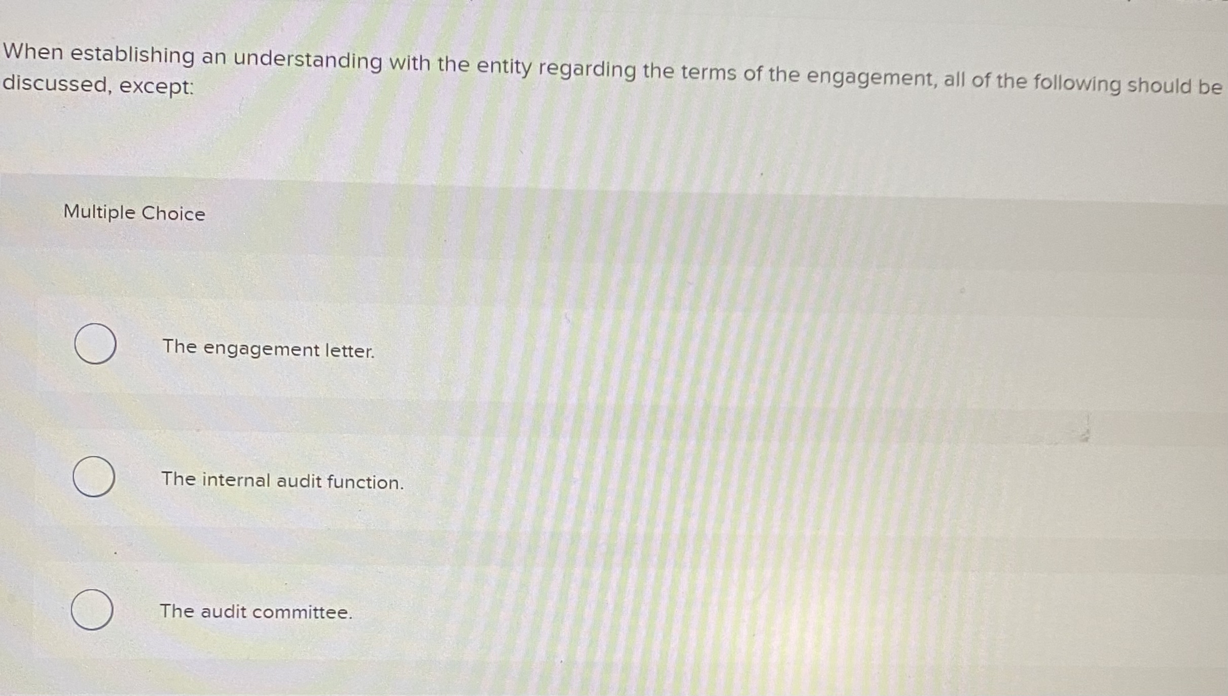 Solved When establishing an understanding with the entity | Chegg.com