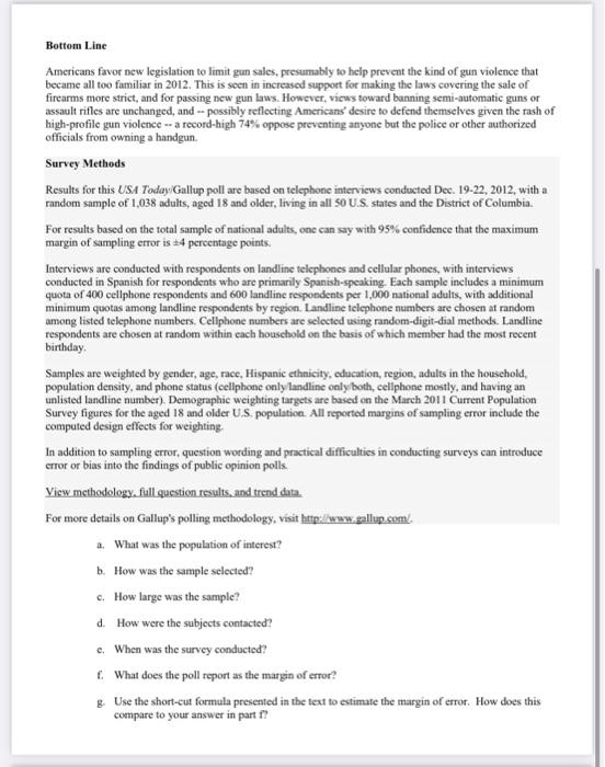 Solved The Gallup Organization (www,gallup.com) provides | Chegg.com