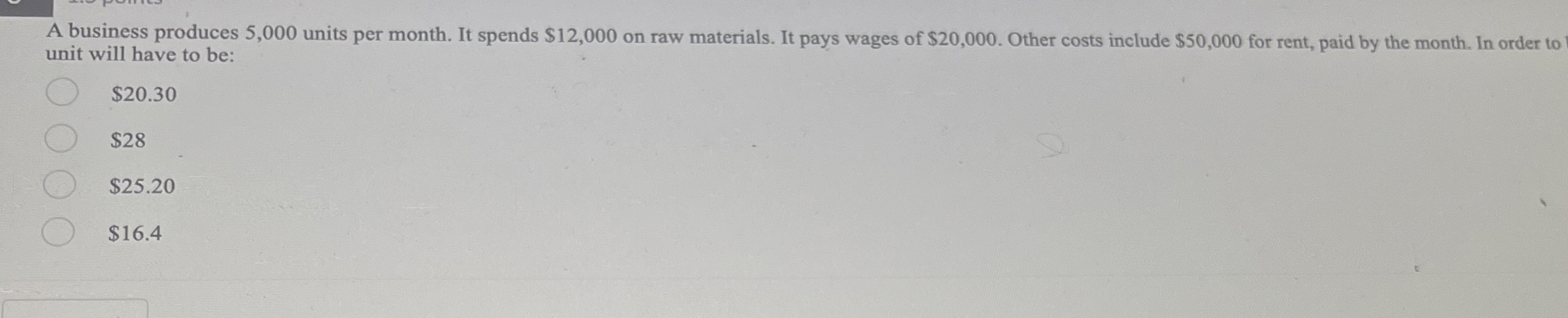 Solved A business produces 5,000 ﻿units per month. It spends | Chegg.com