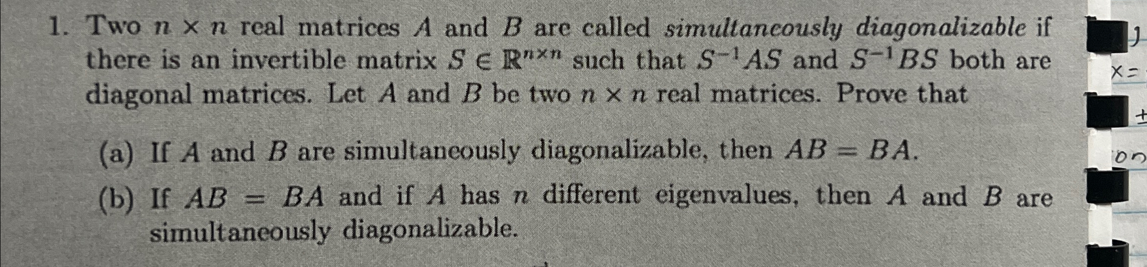 Solved Two n×n ﻿real matrices A and B ﻿are called | Chegg.com