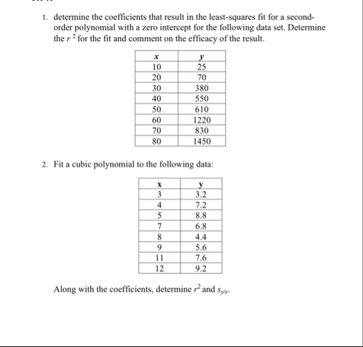 determine the coefficients that result in the | Chegg.com