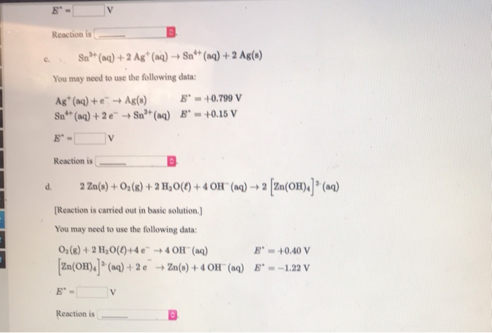Solved [References) Calculate the value of E" for each of | Chegg.com