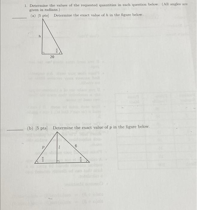 Solved 1. Determine the values of the requested quantities | Chegg.com