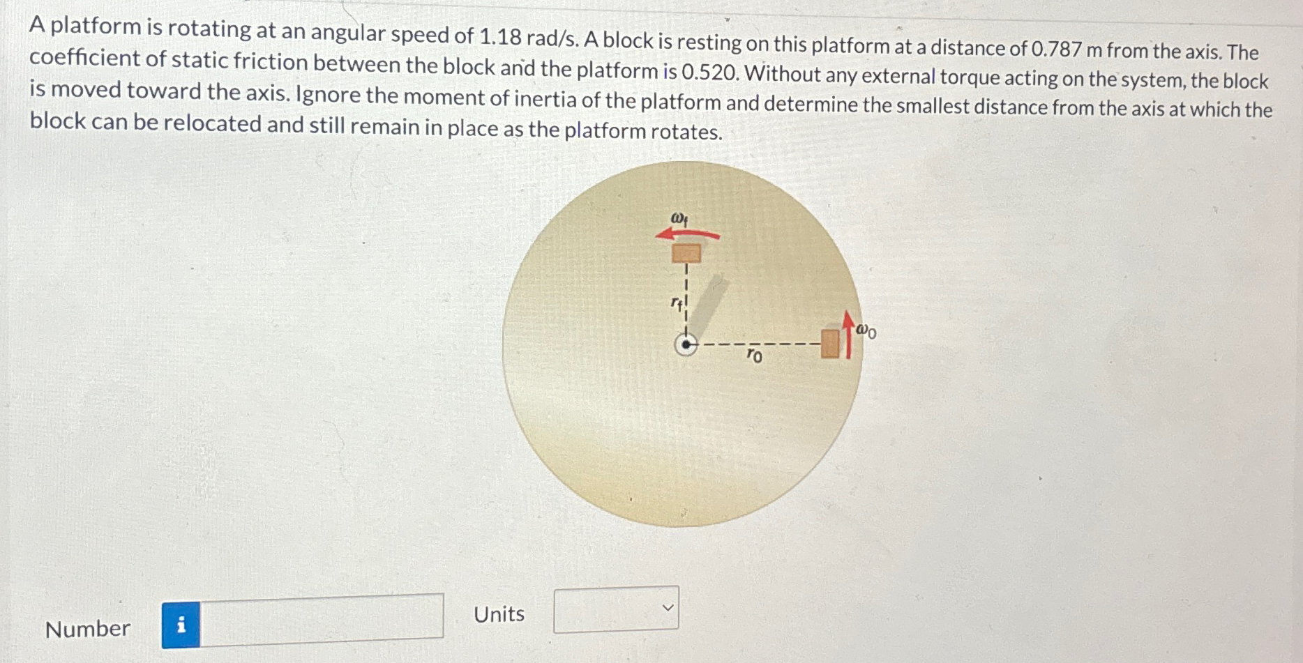 Solved A platform is rotating at an angular speed of | Chegg.com