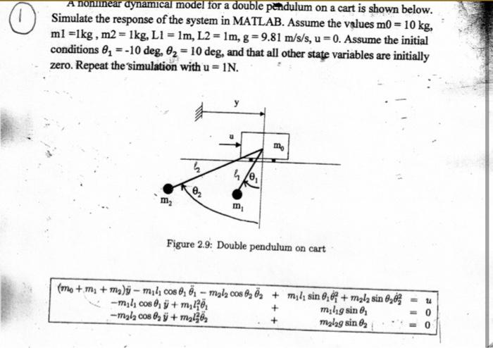 Solved Simulate the response of the system in MATLAB. Assume | Chegg.com