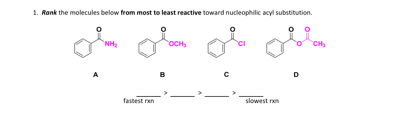 Solved Rank the molecules below from most to least reactive | Chegg.com