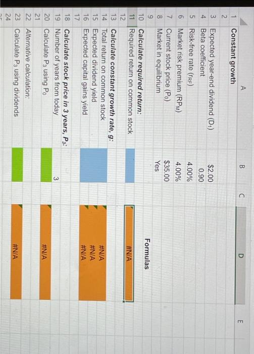 Solved Excel Online Structured Activity: Constant growth You | Chegg.com