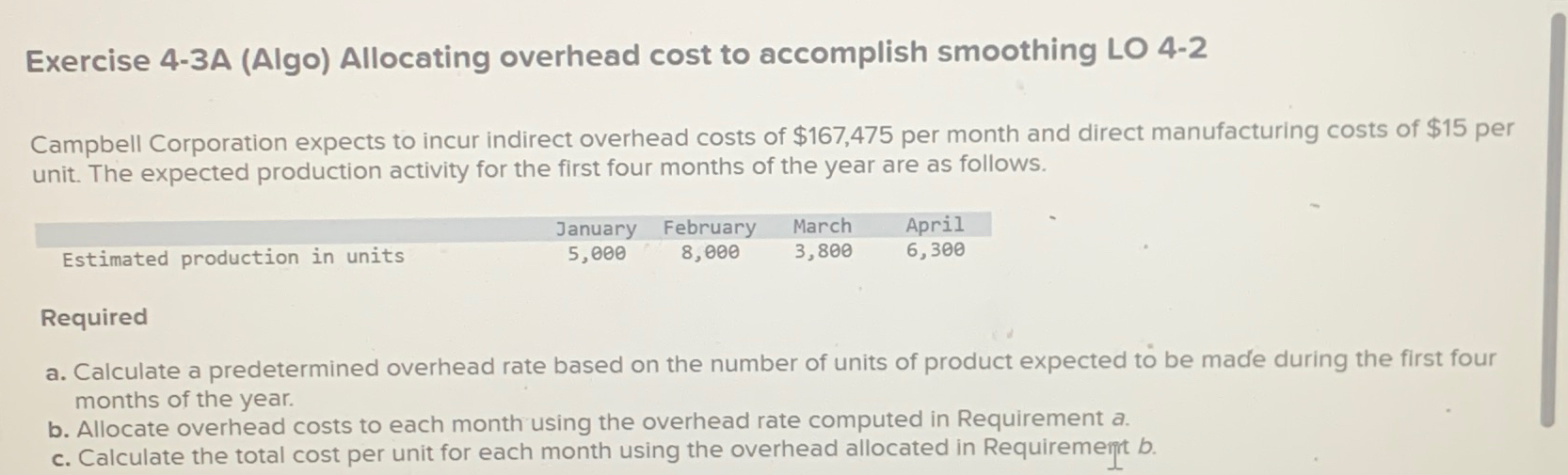 Solved Exercise 4-3A (Algo) ﻿Allocating overhead cost to | Chegg.com
