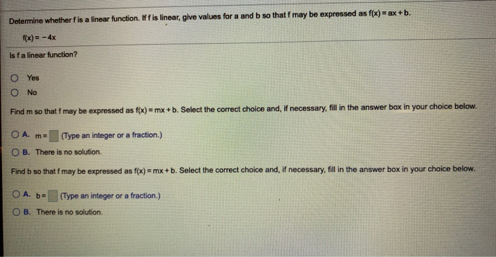 Solved Determine whether fis a linear function. If fis | Chegg.com