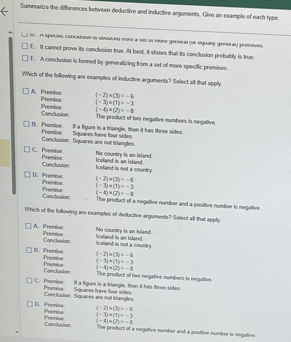 Solved Summarize the differences between deductive and | Chegg.com