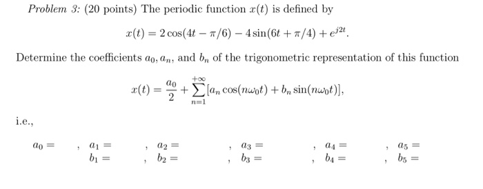 Solved Problem 3: (20 points) The periodic function x(t) is | Chegg.com