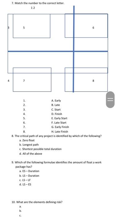 Solved 7. Match the number to the correct letter. 12 5 6 7 8 | Chegg.com