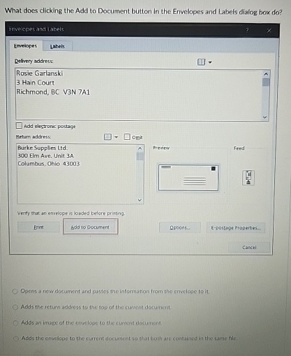 Solved What does clicking the Add to Document button in the | Chegg.com