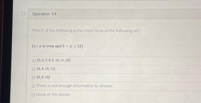 Solved Which of the following is the roster form of the | Chegg.com