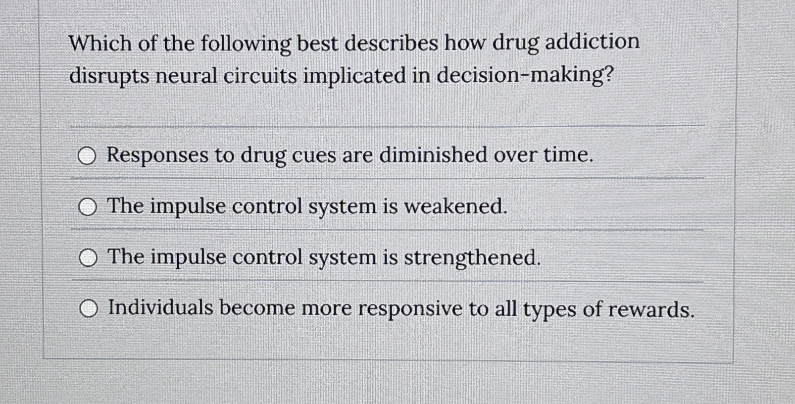 Solved Which of the following best describes how drug | Chegg.com
