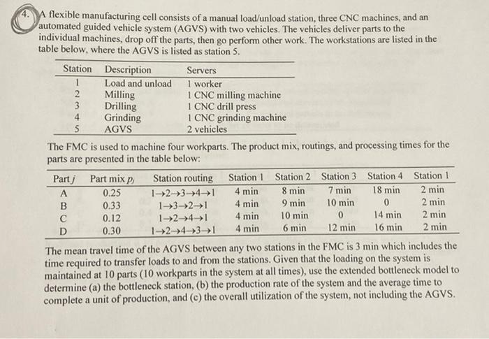 Solved A flexible manufacturing cell consists of a manual | Chegg.com
