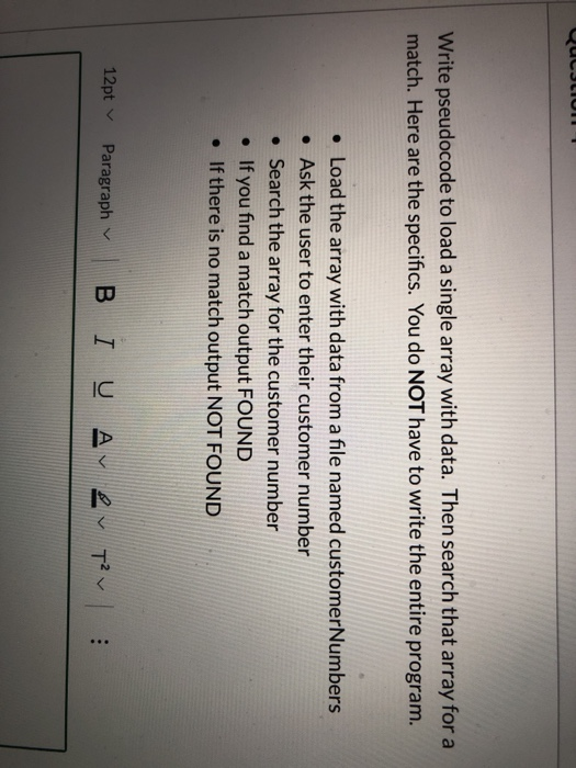 Solved Question Write pseudocode to load a single array with | Chegg.com