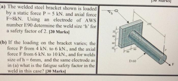 Solved a Vh a) The welded steel bracket shown is loaded by a | Chegg.com