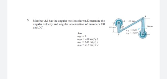 Solved 5 Member Ab Has The Angular Motions Shown Determine 