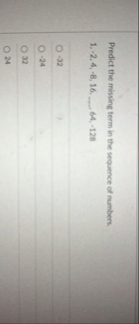 Solved Predict the missing term in the sequence of | Chegg.com
