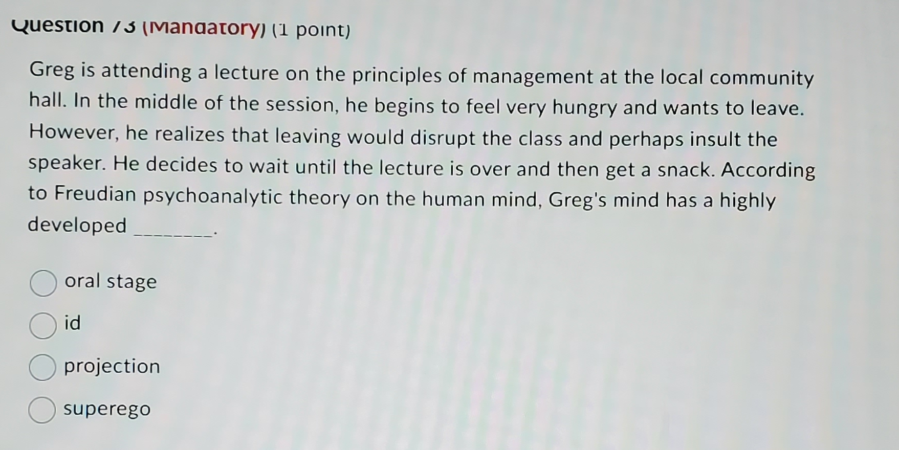 Solved Question /s (Manaatory) (1 ﻿poınt)Greg is attending a | Chegg.com