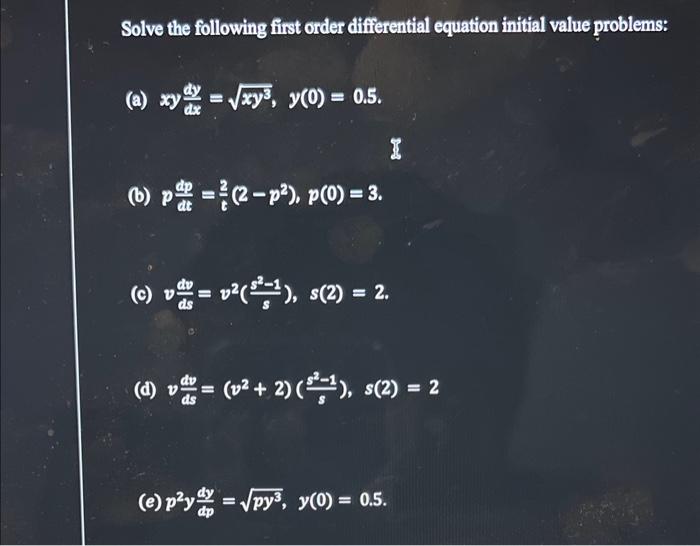 Solved Solve the following fint coder defferentinl equatica | Chegg.com