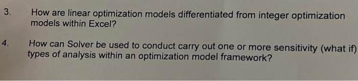 Solved 3. How are linear optimization models differentiated | Chegg.com Solved 3. How are linear optimization models differentiated | Chegg.com