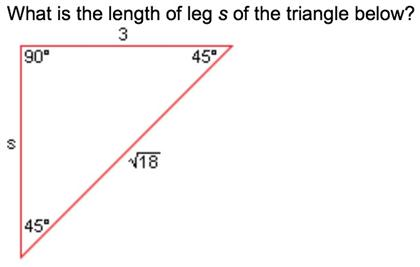 Solved What is the length of leg s of the triangle below? | Chegg.com