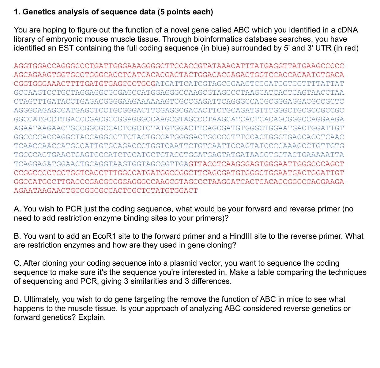Solved Genetics analysis of sequence data (5 ﻿points | Chegg.com
